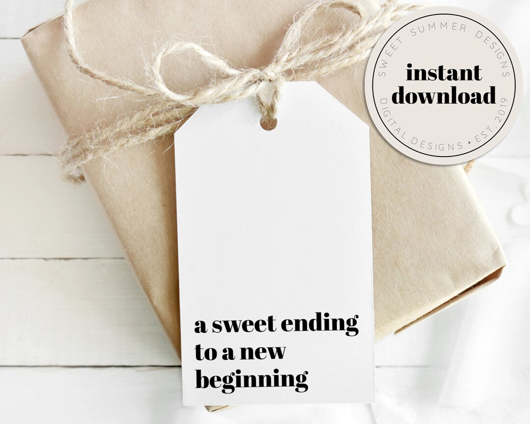 Sweet Ending Gift Tag Printable, Minimalist Grad Gift Tag, Graduation ...