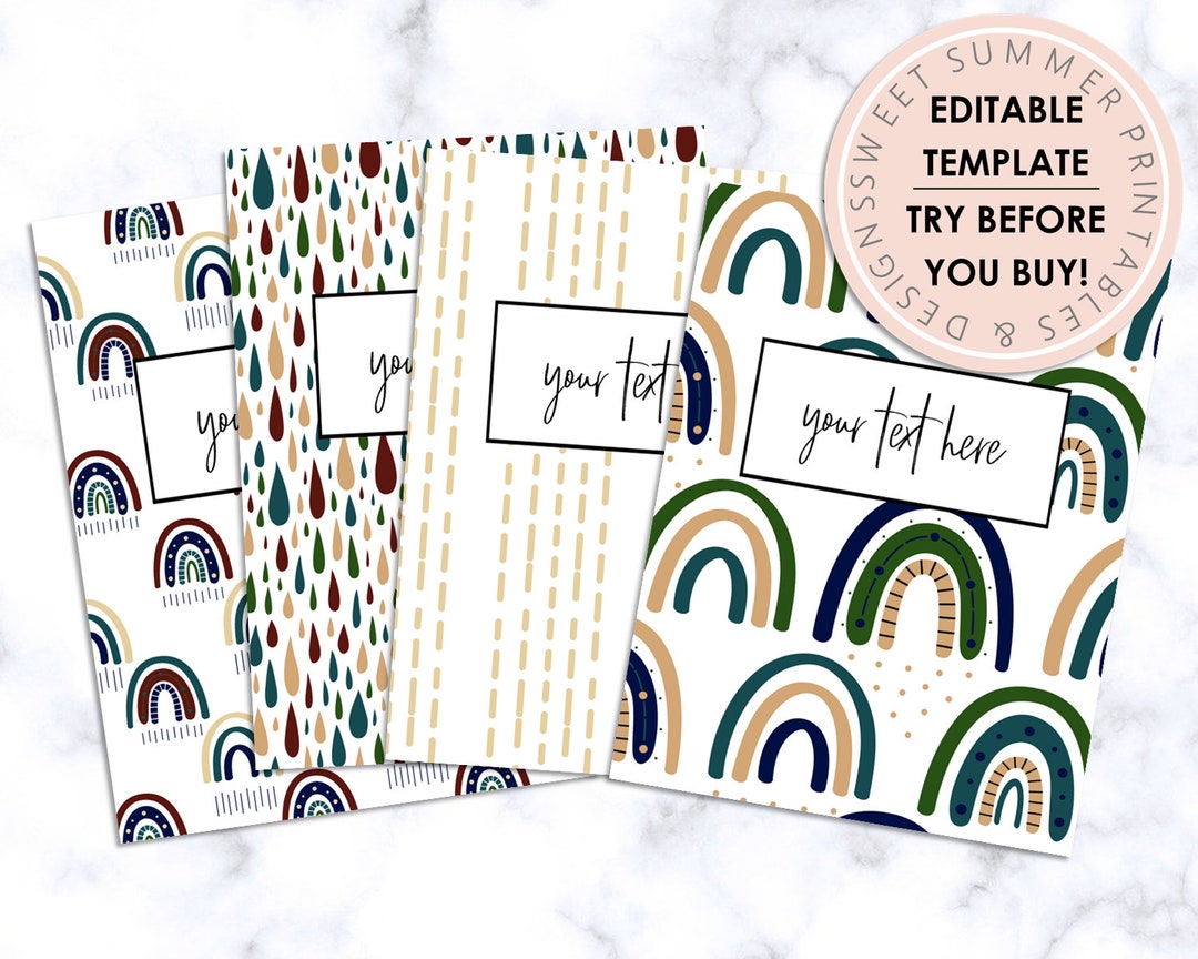 Boho Editable Binder Covers, Rainbow Template, Editable Binder Template ...