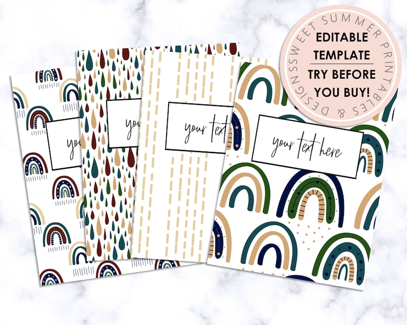 Boho Editable Binder Covers Rainbow Template Editable Binder - Etsy
