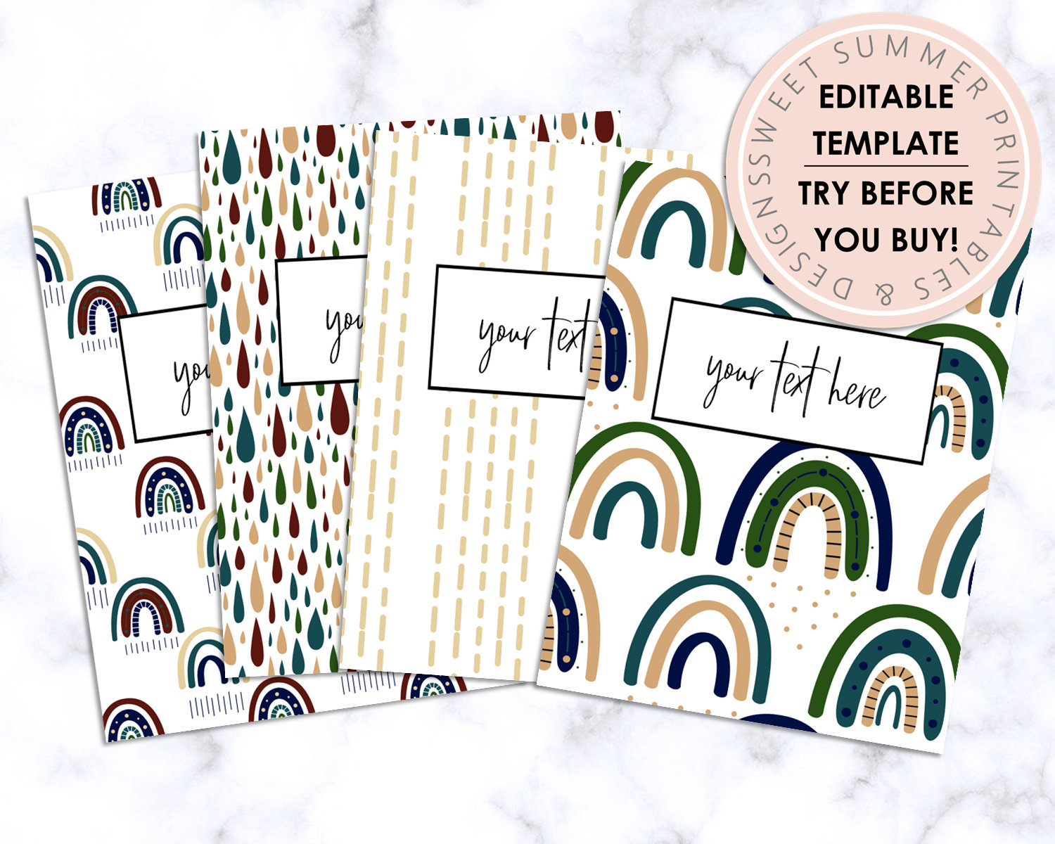 Boho Editable Binder Covers, Rainbow Template, Editable Binder Template ...
