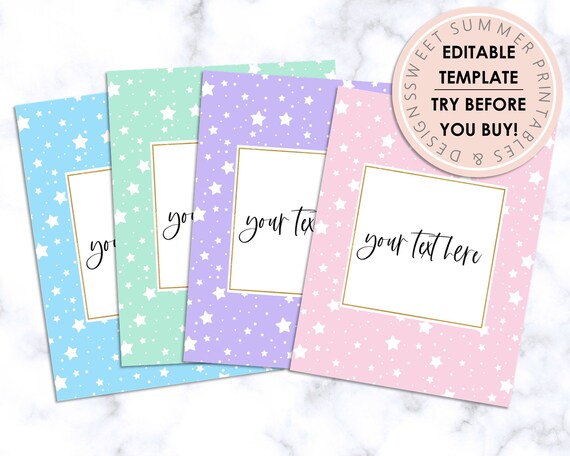 Pastel Stars Editable Binder Covers Editable Binder Template | Etsy
