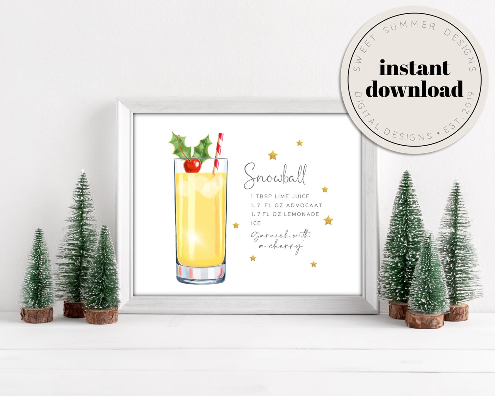 Snowball Drink Sign Printable, Christmas Party Sign, Christmas Party ...