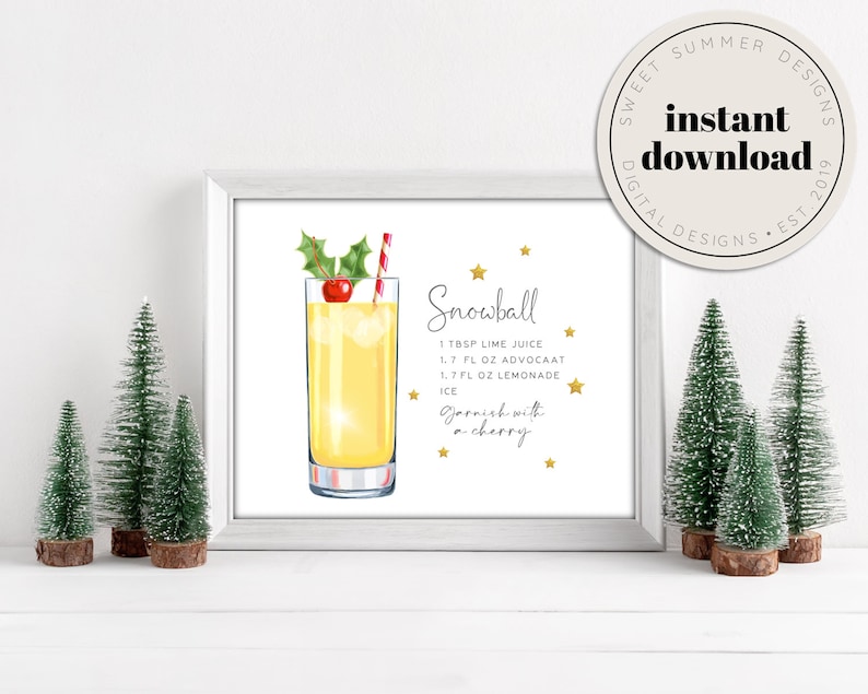 Snowball Drink Sign Printable, Christmas Party Sign, Christmas Party ...