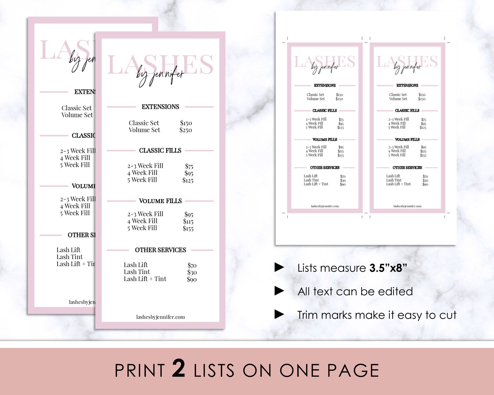 Lashes Editable Price List Lashes Editable Rack Card Lashes | Etsy