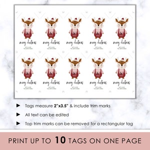Happy Christmas Reindeer Gift Tag Printable, Editable Christmas Gift ...