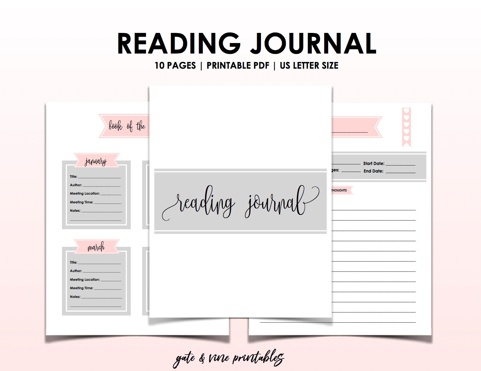 Reading Journal Printable Book Club Planner Printable | Etsy