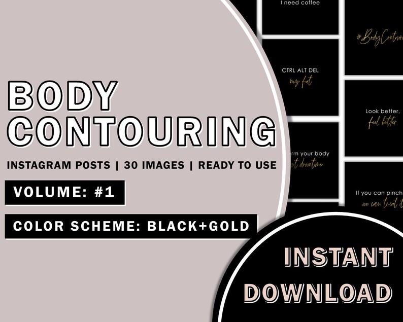 30 Body Contouring Black Gold Instagram Posts and Quotes Body - Etsy