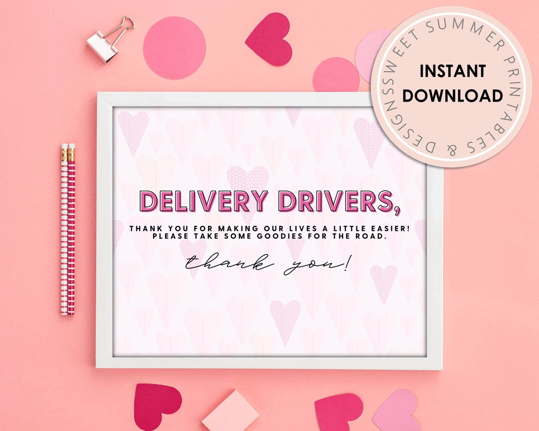 Valentine's Day Pink Delivery Drivers Sign Printable, Delivery Drivers ...