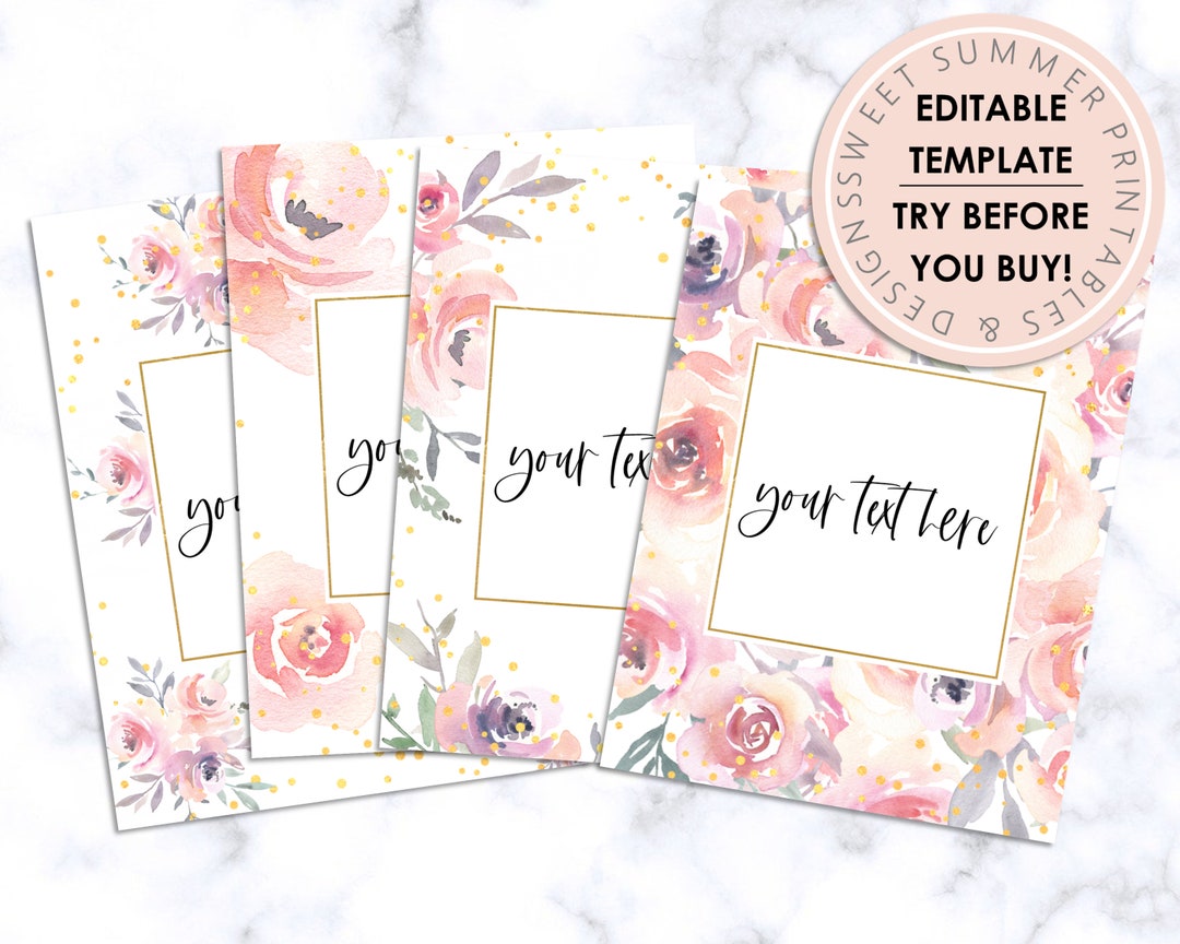 Blush Floral Editable Binder Covers, Editable Binder Cover Template ...