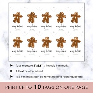 Christmas Gingerbread Gift Tag Printable, Editable Christmas Gift Tag ...