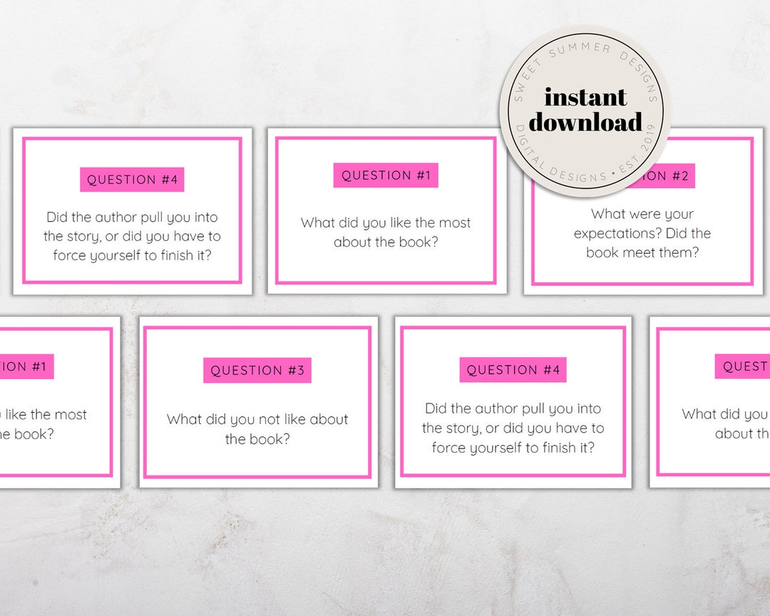 Magenta Book Club Questions Printable, Book Club Discussion, Book ...