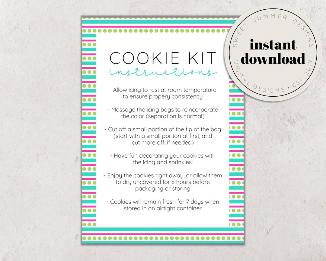 Fun Spring Stripes Printable Cookie Kit Instructions, Cookie Kit ...