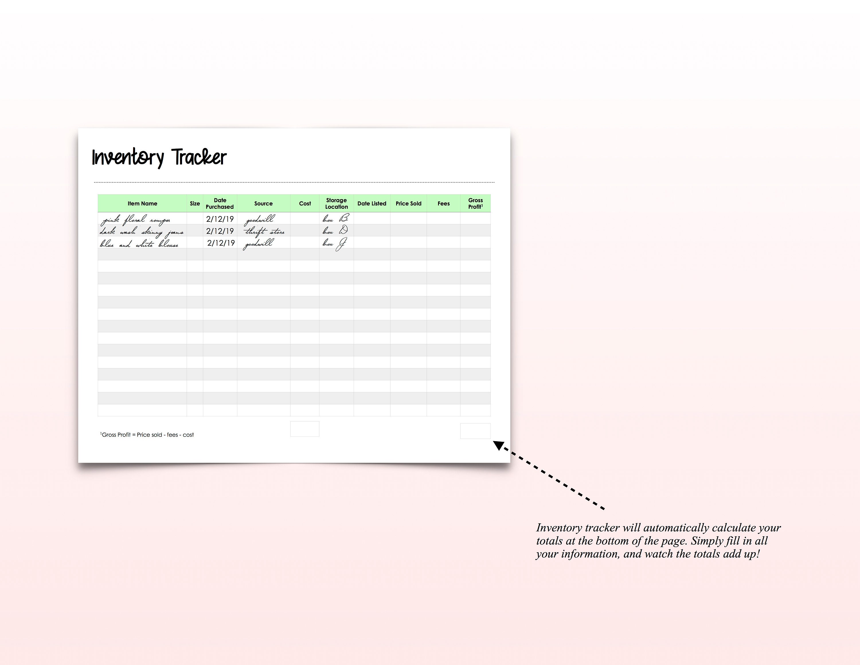 Online Shop Inventory Sheets Inventory Tracker Printable - Etsy