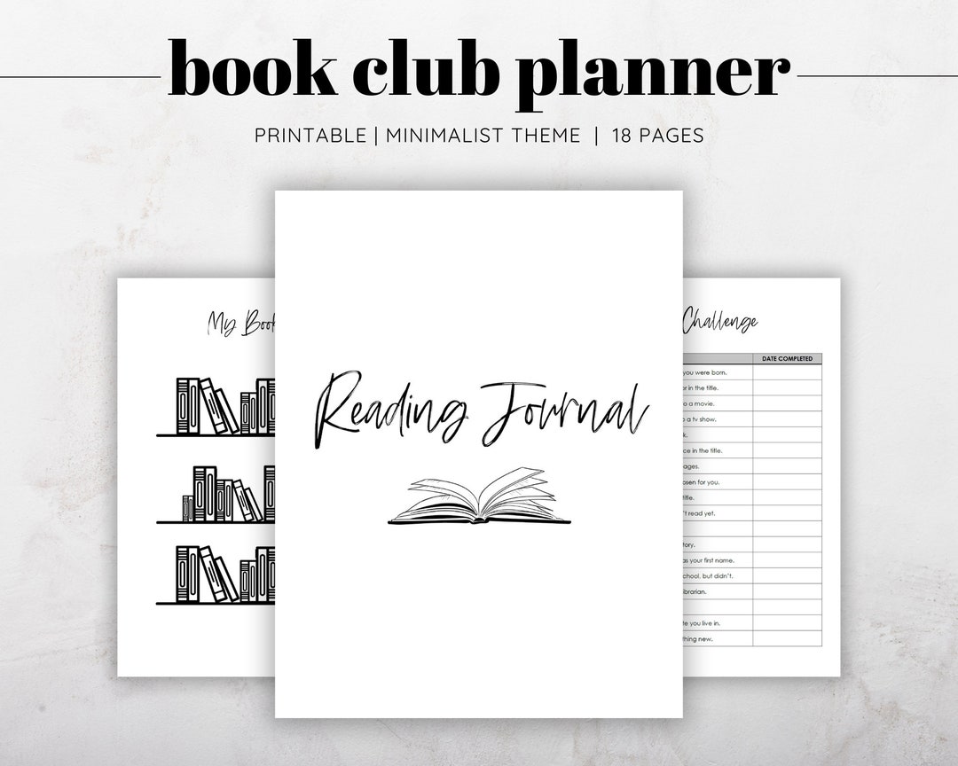 Reading Journal Printable, Book Club Planner Printable, Reading List ...