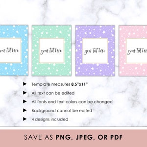 Pastel Stars Editable Binder Covers, Editable Binder Template ...