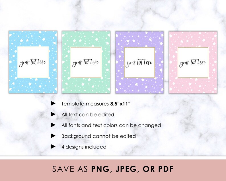 Pastel Stars Editable Binder Covers Editable Binder Template - Etsy