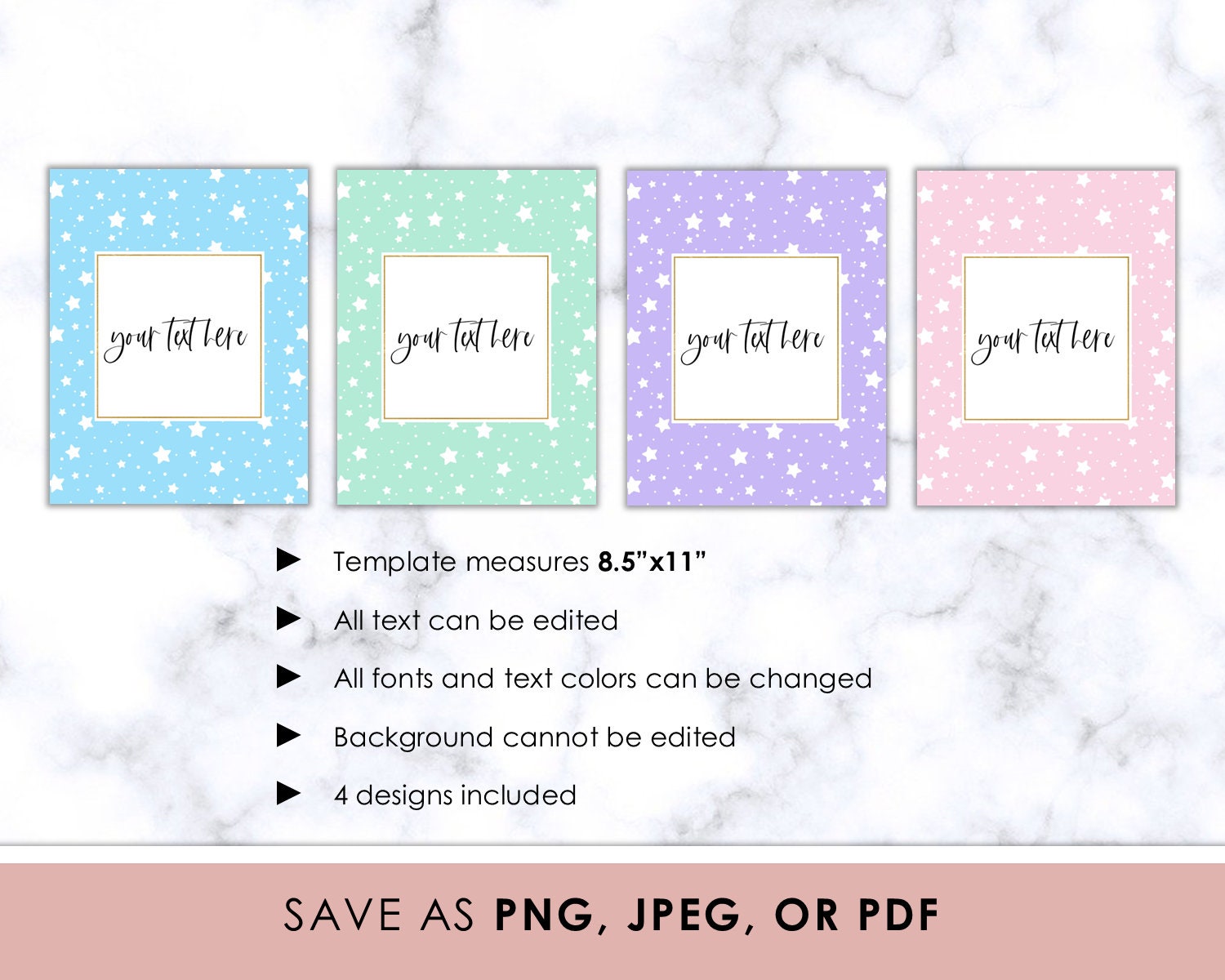 Pastel Stars Editable Binder Covers, Editable Binder Template ...