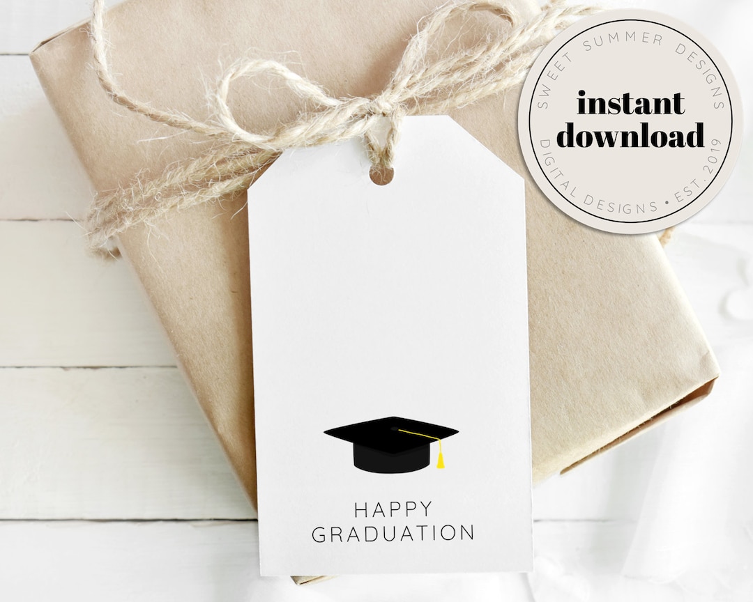 Happy Graduation Gift Tag Printable, Minimalist Grad Gift Tag ...