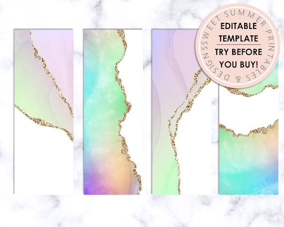 Pastel Marble Editable Printable Bookmark Marble Bookmark - Etsy UK