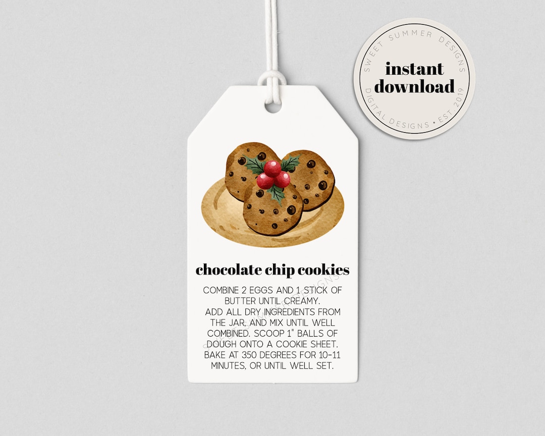 Plate Chocolate Chip Cookie in A Jar Tag Printable, Cookie Mix in A Jar ...