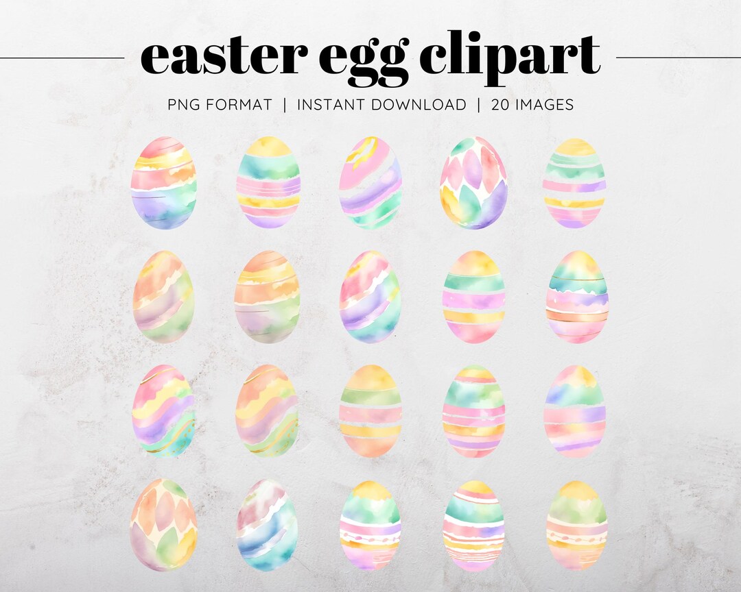 Watercolor Easter Egg Clipart, Easter Clipart, Colorful Easter Eggs ...