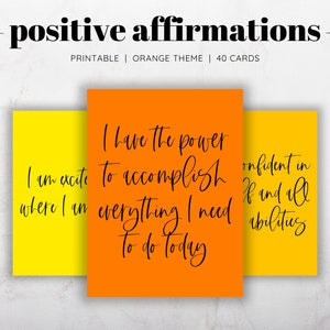 40 Orange Positive Affirmations Printable Cards, Daily Reminder ...