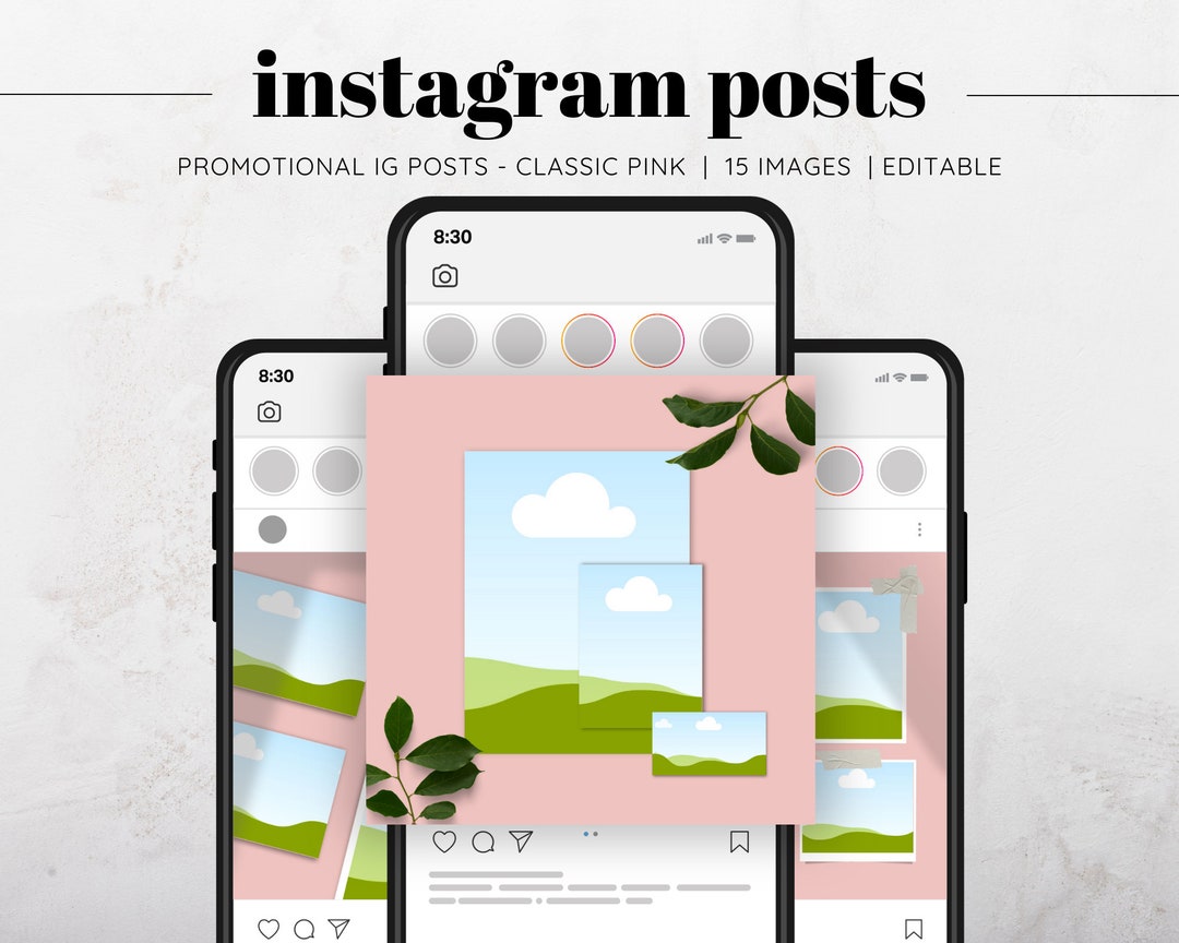 15 Editable Digital Download Mockup Classic Pink Social Media Post ...