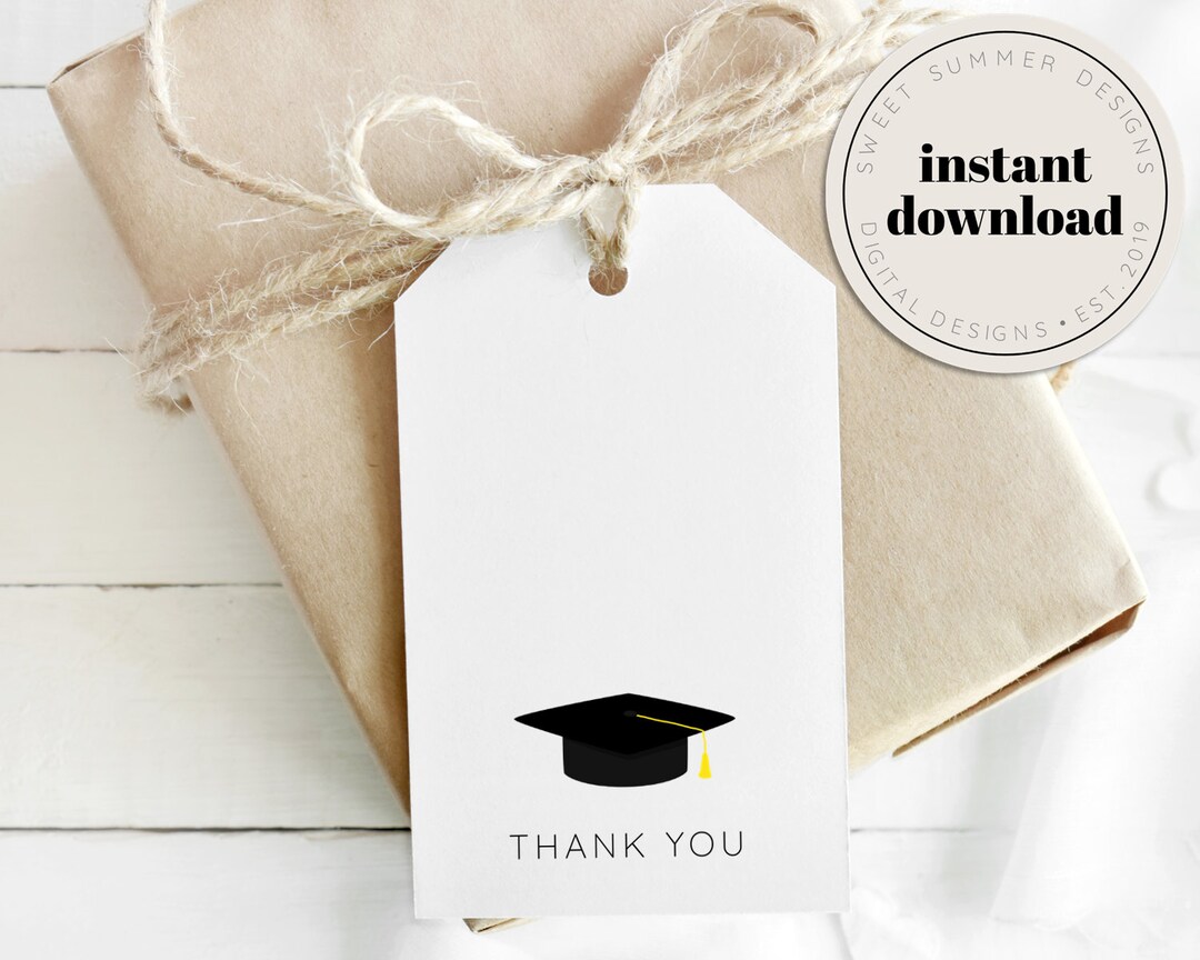 Graduation Thank You Gift Tag Printable, Minimalist Grad Gift Tag ...