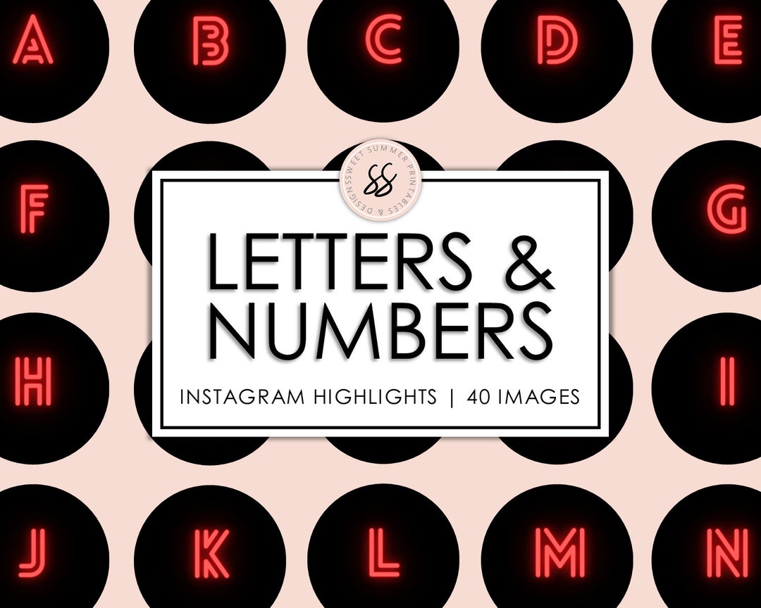 40 Letters & Numbers Bold Neon Red Instagram Highlight Covers ...