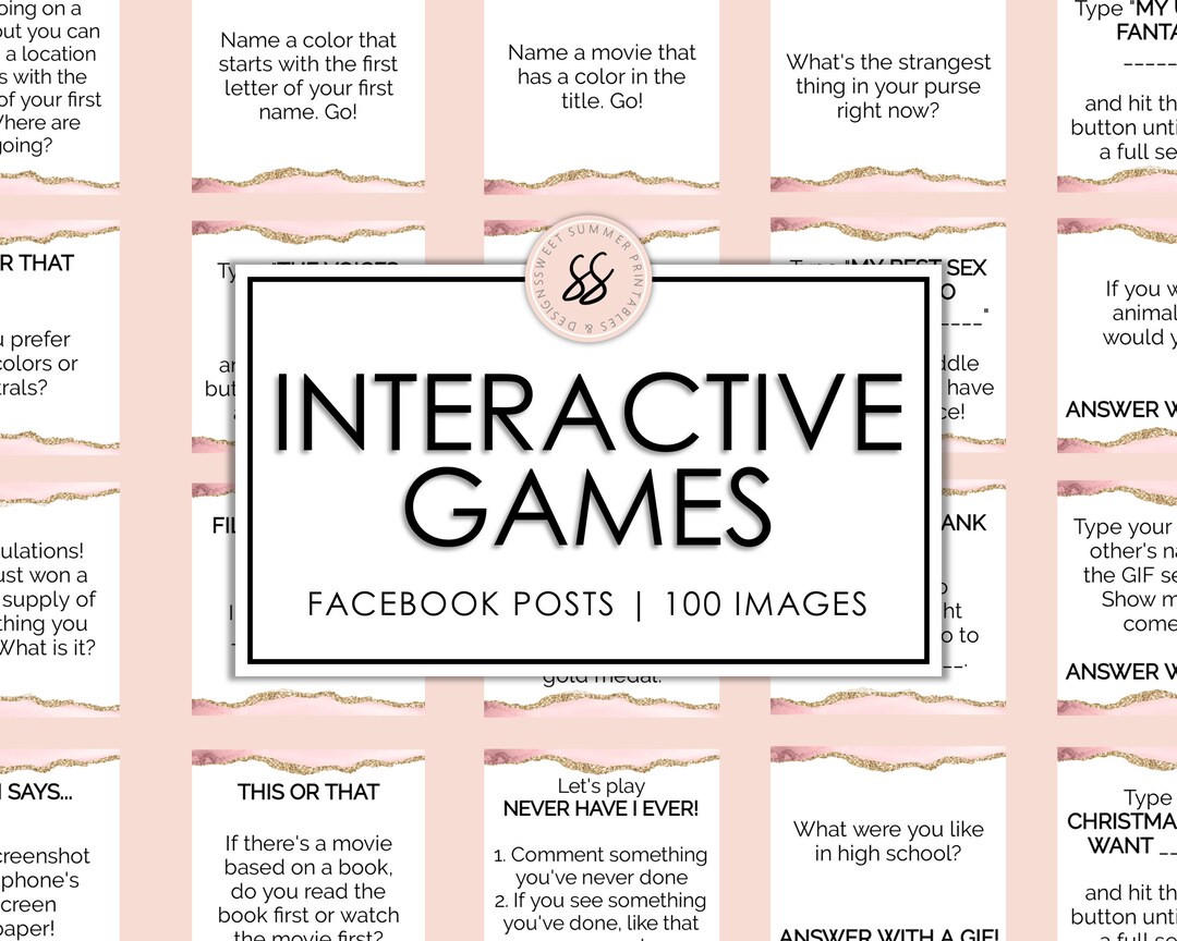 100 Blush Gold Marble Facebook Games Interactive Posts Social - Etsy