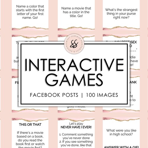 100 Rainbow Facebook Games Interactive Posts Social Media - Etsy