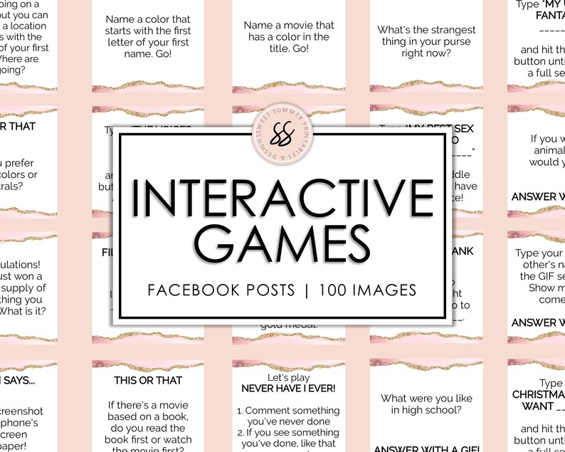 100 Blush Gold Marble Facebook Games Interactive Posts, Social Games ...