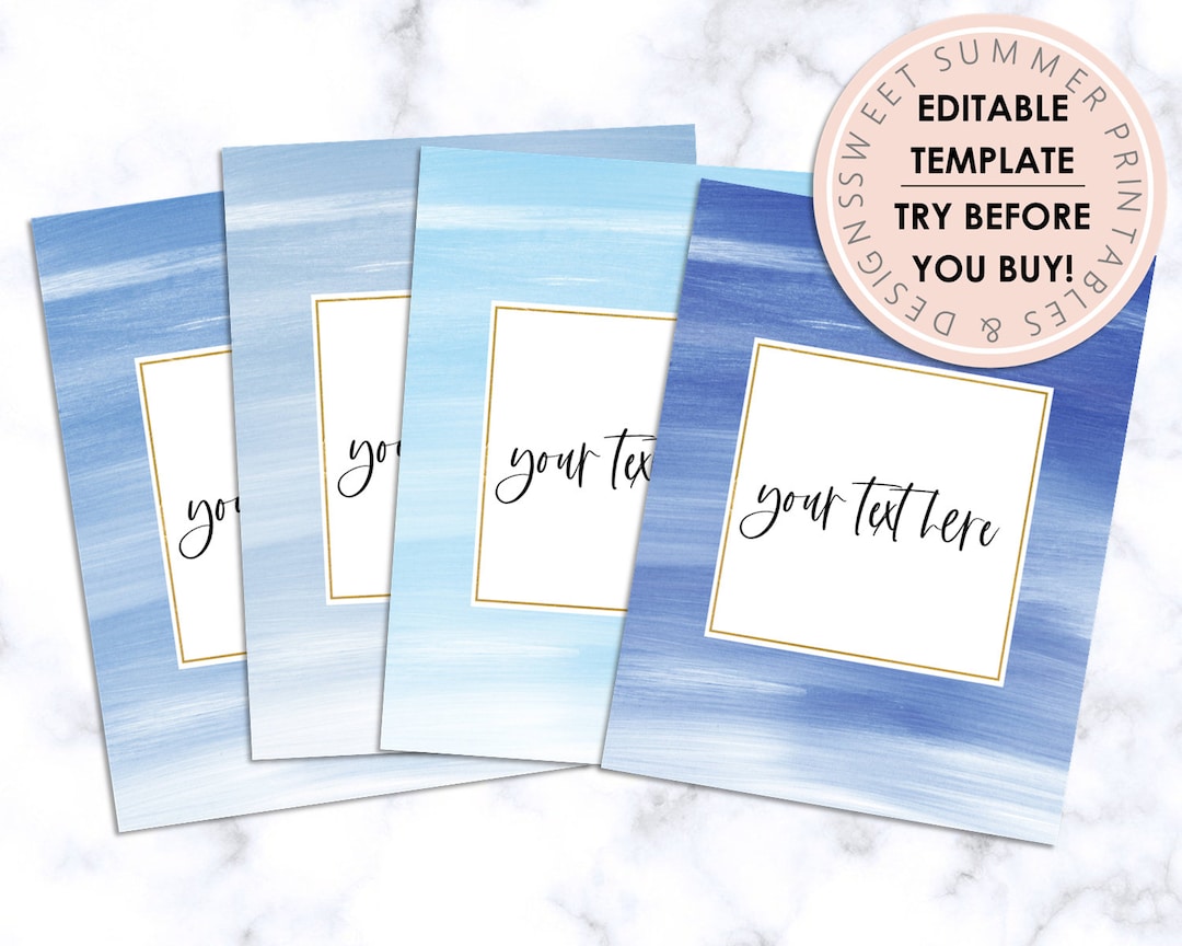 Blue Watercolor Editable Binder Covers, Blue Template, Editable Binder ...