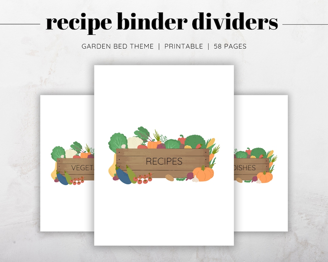Garden Bed Recipe Binder Dividers Recipe Binder Printable - Etsy