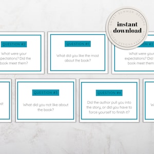 Dark Teal Book Club Questions Printable, Book Club Discussion, Book ...