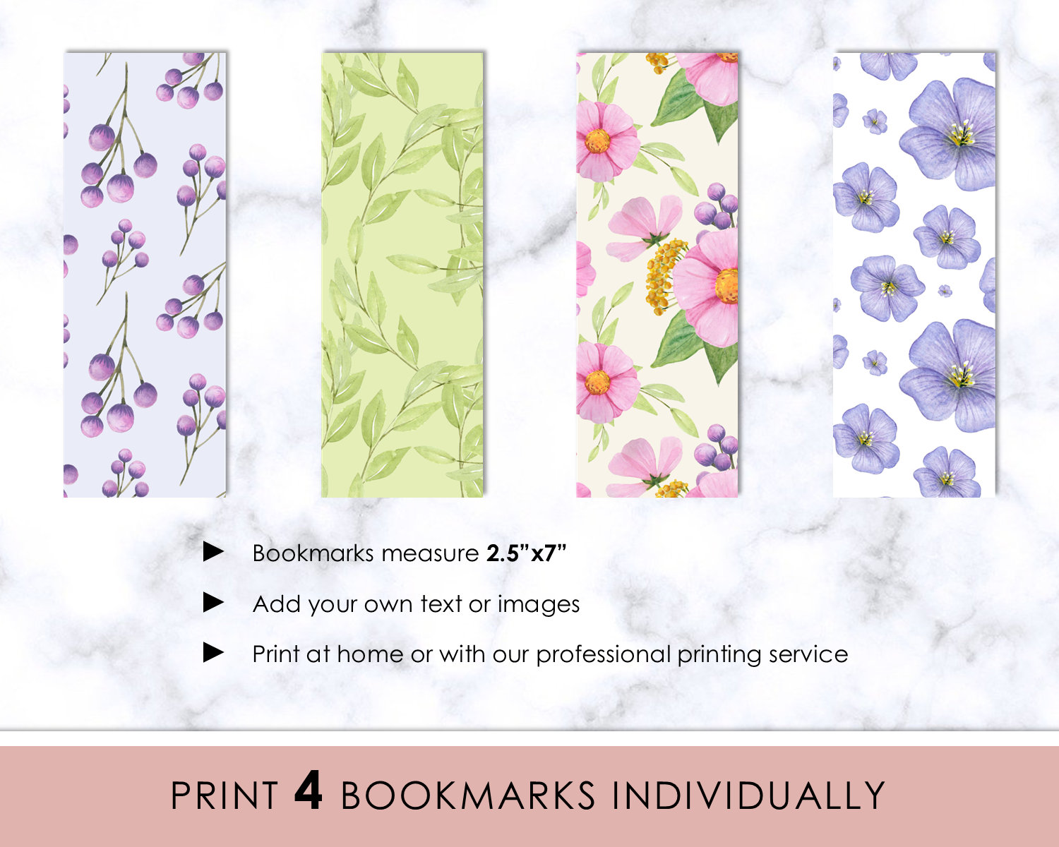 Floral Garden Editable Printable Bookmark, Floral Garden Bookmark ...