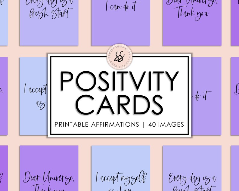 40 Purple Positive Affirmations Printable Cards Daily - Etsy