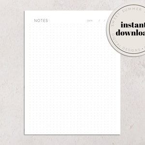 Dotted Notes Printable, Bullet Journal Printable, Notes Page Printable ...