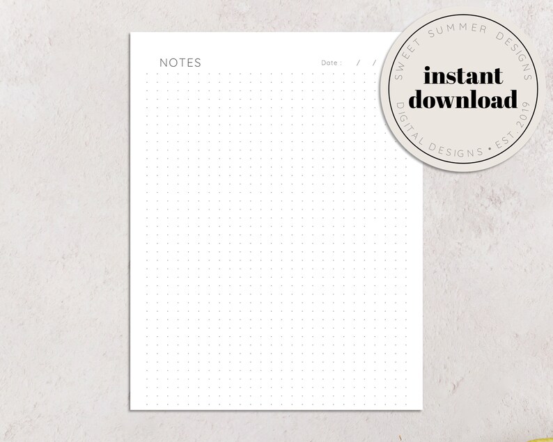 Dotted Notes Printable Bullet Journal Printable Notes Page - Etsy