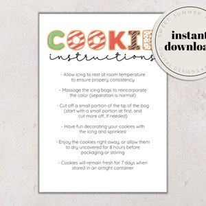 Iced Cookies Printable Cookie Kit Instructions, Cookie Kit Directions ...