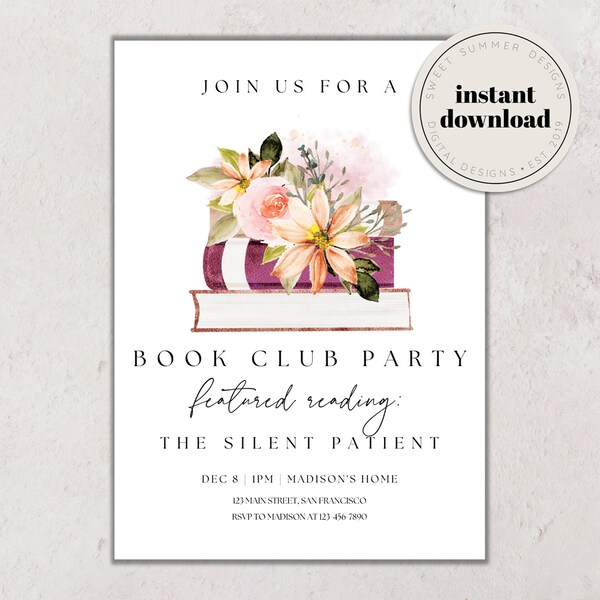 Christmas Book Club Invitation - Etsy