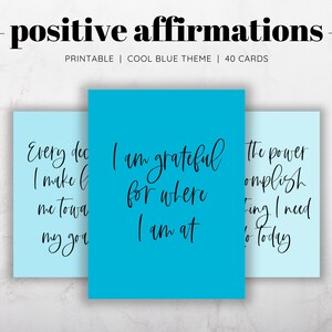 40 Cool Blue Positive Affirmations Printable Cards, Daily Reminder ...