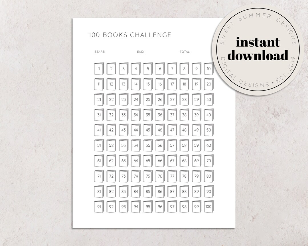 100 Books Challenge Tracker Printable, Online Shop Planner, Small ...
