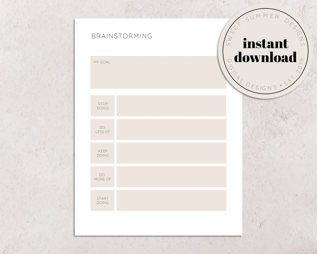 Brainstorming Printable Sheet, Online Shop Brainstorming, Small ...
