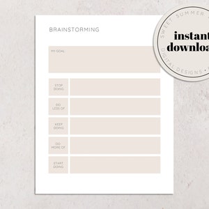 Brainstorming Printable Sheet, Online Shop Brainstorming, Small ...
