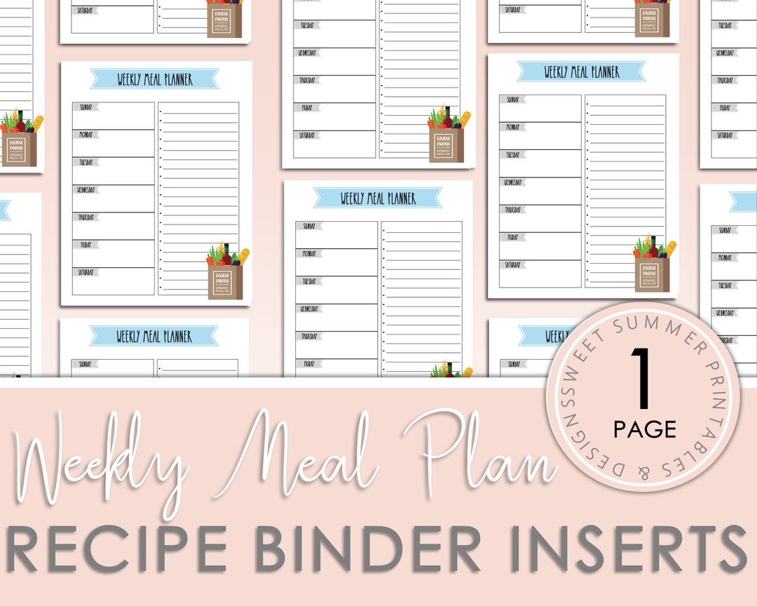 Weekly Meal Planner Sheet, Weekly Meal Prep Sheet, Meal Prep Template ...