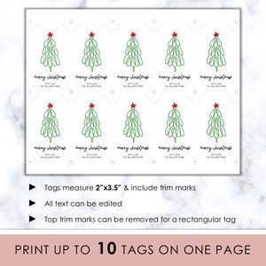 Green Trees Christmas Gift Tag Printable, Editable Christmas Gift Tag ...