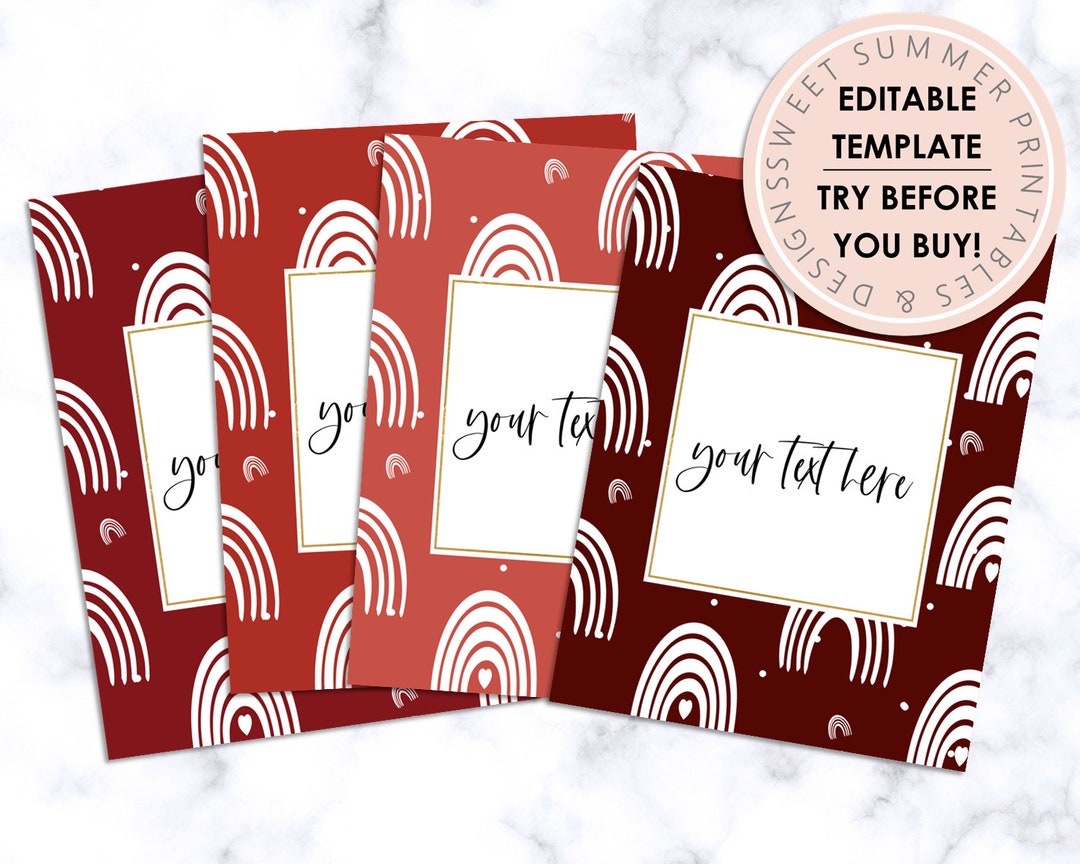Red Boho Rainbow Editable Binder Covers, Boho Template, Editable Binder ...