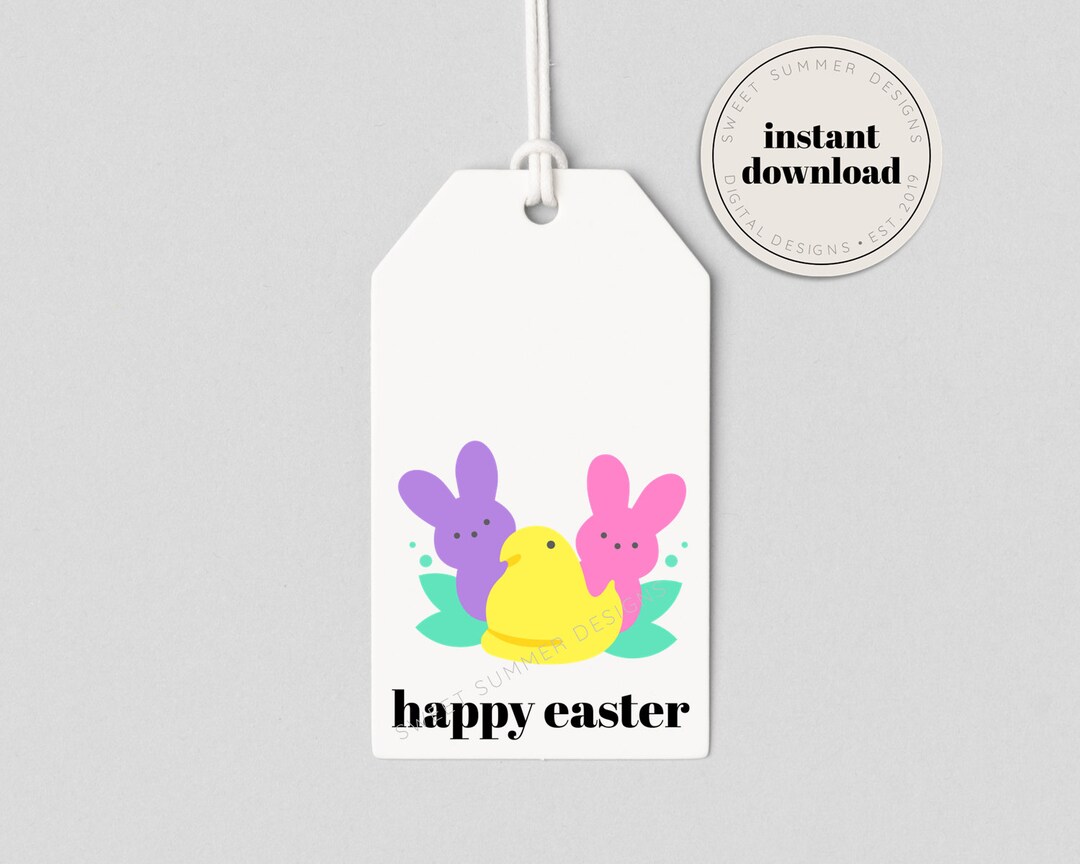 Happy Easter Gift Tag Printable, Easter Basket Printable, Simmer ...