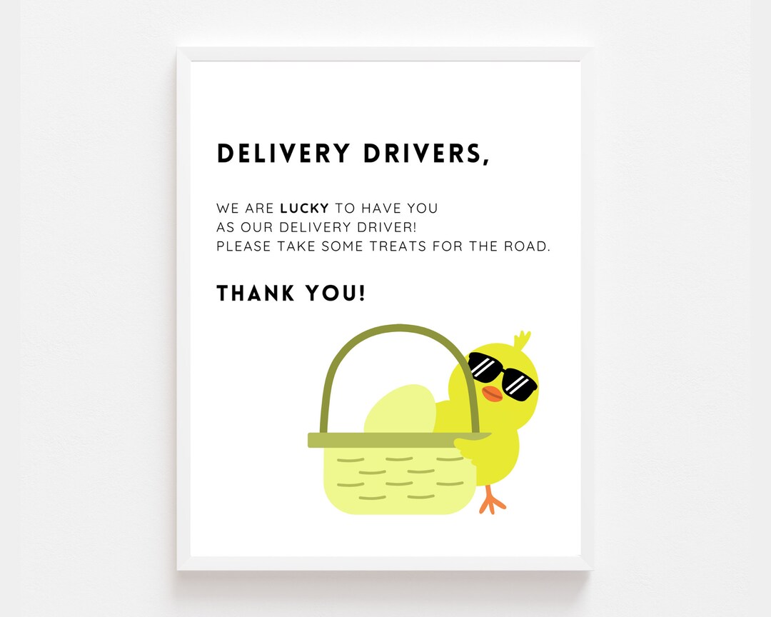 Easter Chick Delivery Drivers Sign Printable, Delivery Thank You ...